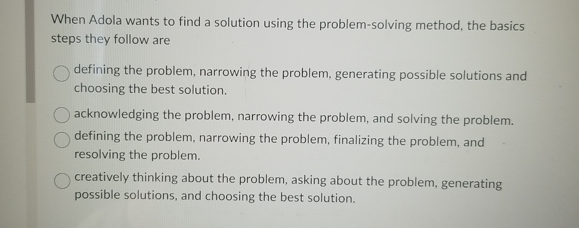 Solved When Adola wants to find a solution using the | Chegg.com