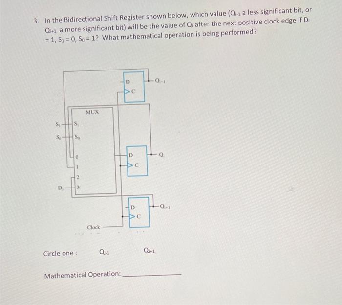 Solved 3. In the Bidirectional Shift Register shown below, | Chegg.com