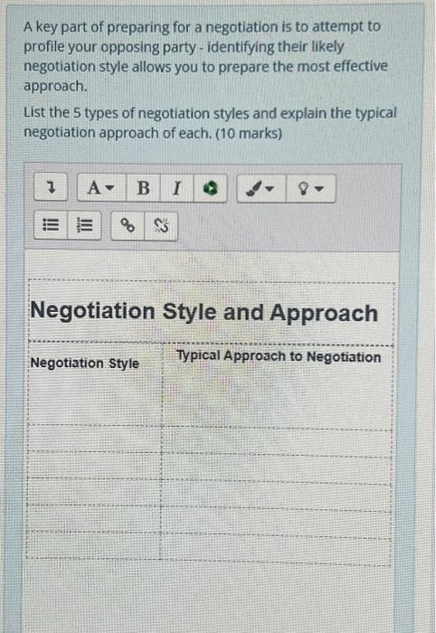 Solved A key part of preparing for a negotiation is to | Chegg.com