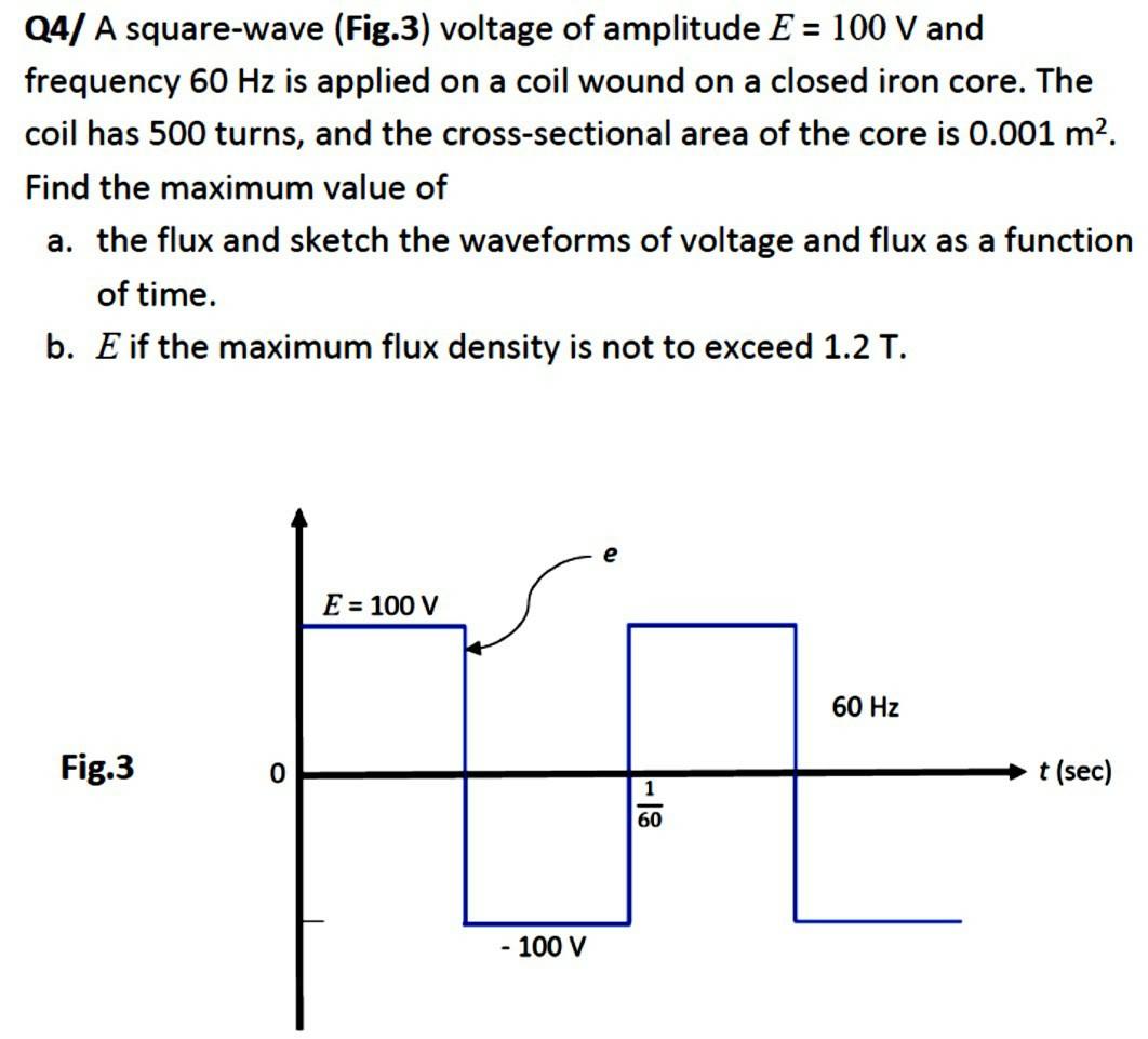 Solved Q4/ A square-wave (Fig.3) voltage of amplitude E = | Chegg.com