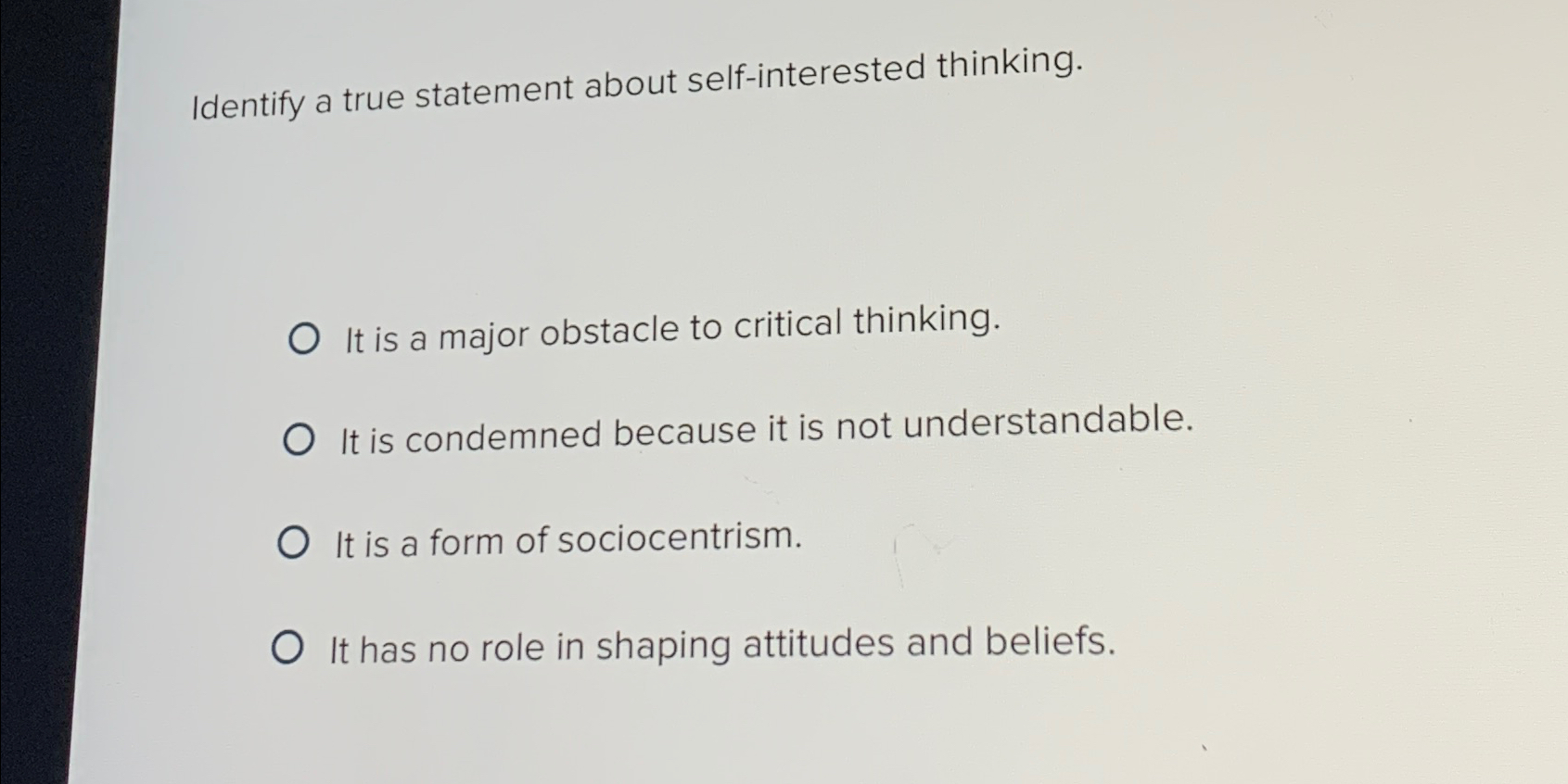 Solved Identify a true statement about self-interested | Chegg.com