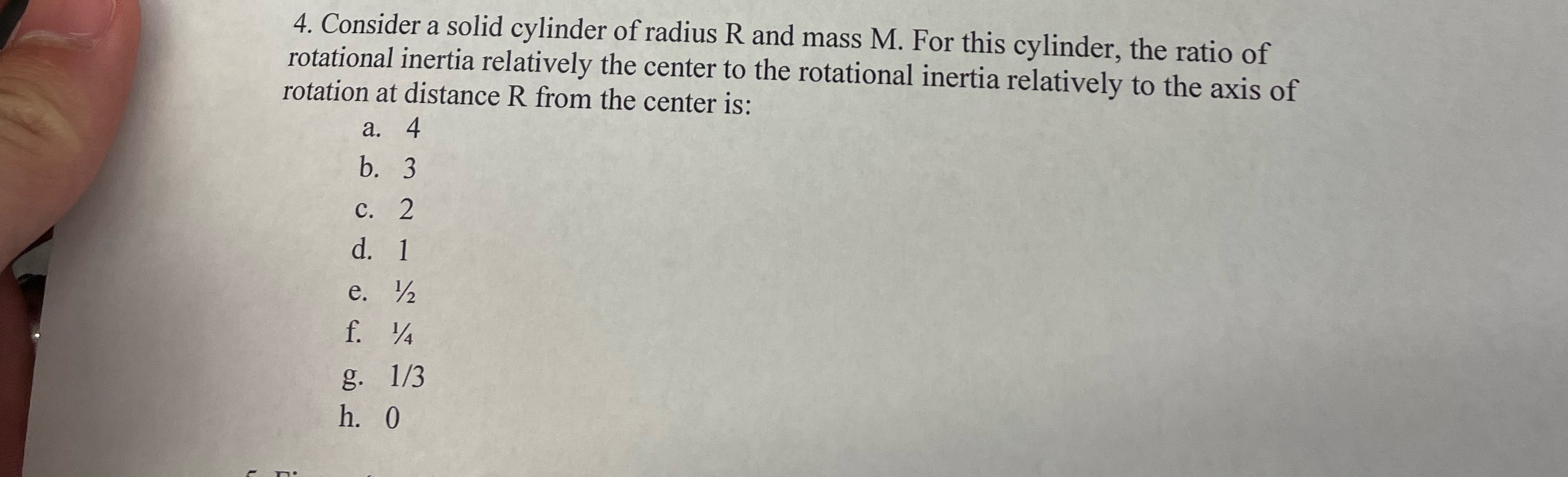 Solved Consider a solid cylinder of radius R ﻿and mass M. | Chegg.com