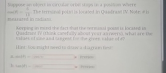 Solved Suppose an object in circular orbit stops in a | Chegg.com