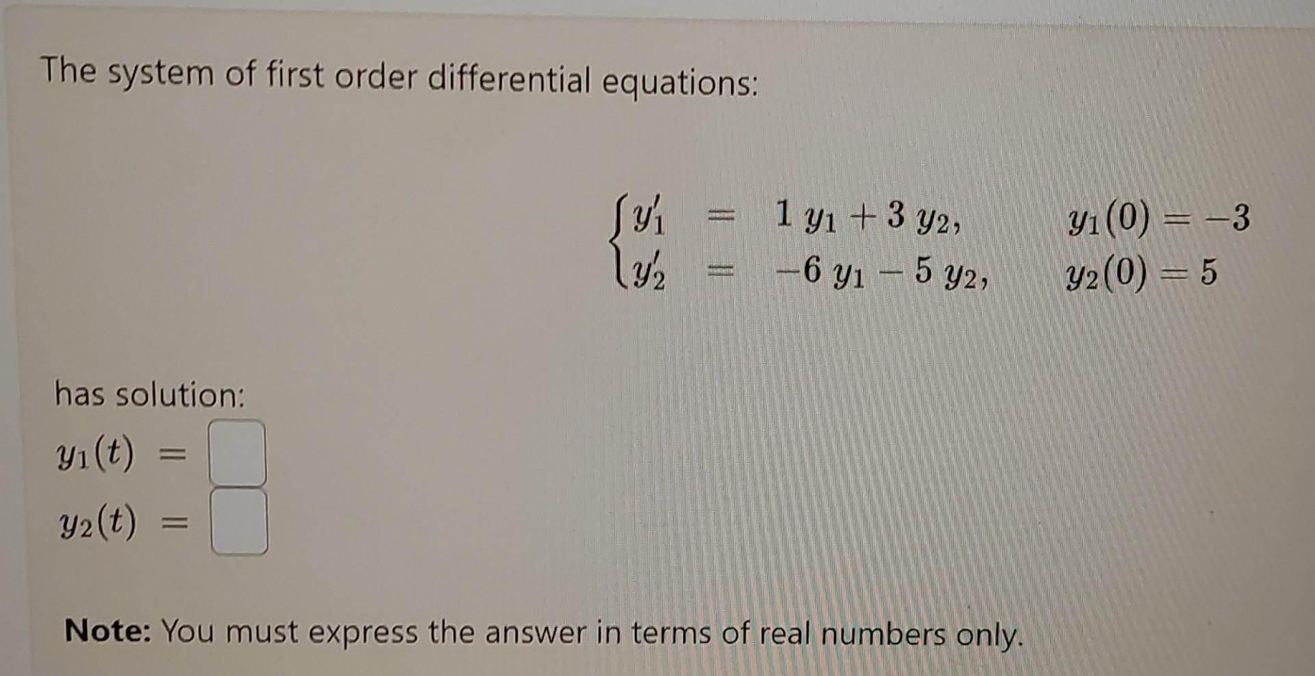 Solved The system of first order differential equations: | Chegg.com