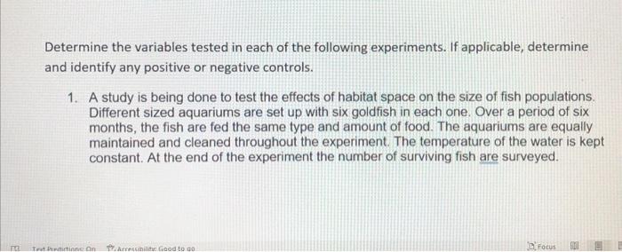 Solved Determine the variables tested in each of the | Chegg.com