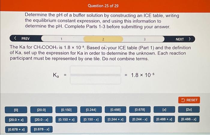 Solved Determine the pH of a buffer solution by constructing | Chegg.com