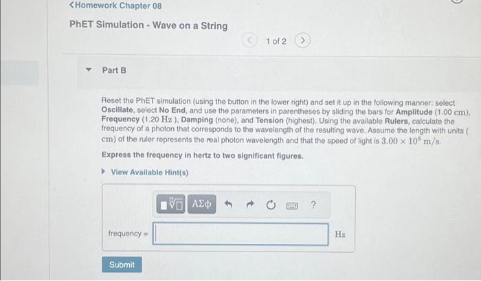 Reset the PhET simulation (using the button in the | Chegg.com