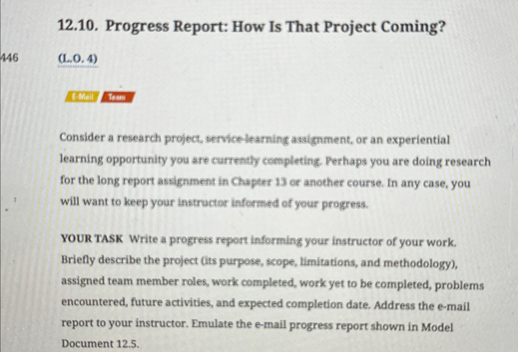 12.10. ﻿Progress Report: How Is That Project | Chegg.com