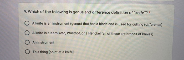 Solved 9. Which of the following is genus and difference | Chegg.com