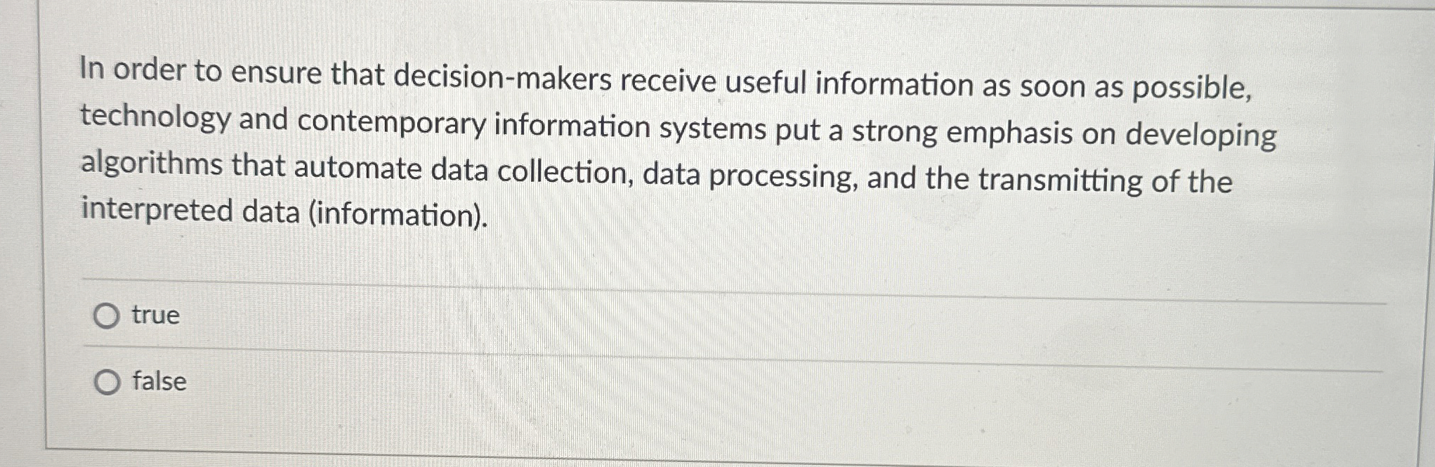 Solved In order to ensure that decision-makers receive | Chegg.com