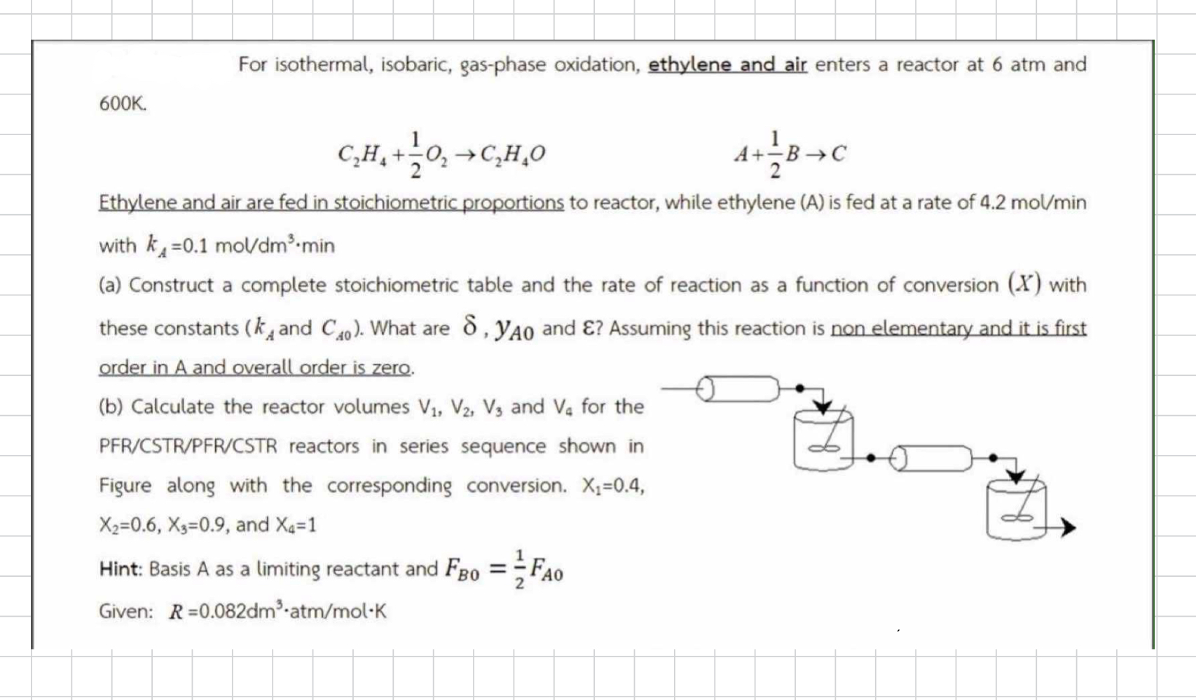 Solved For isothermal, isobaric, gas-phase oxidation, | Chegg.com