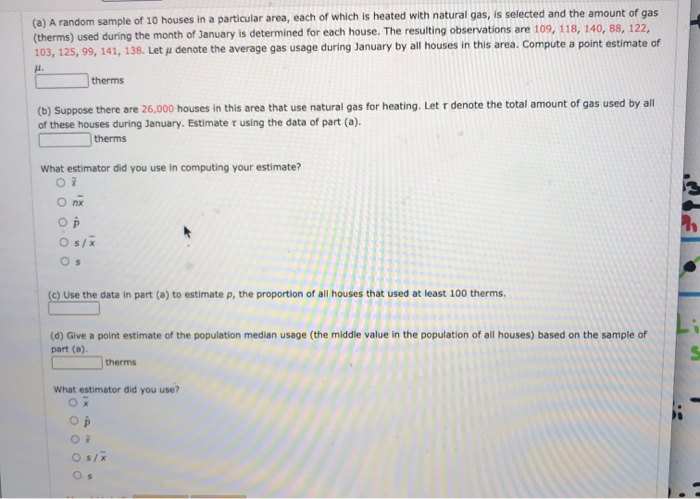 Solved (a) A random sample of 10 houses in a particular | Chegg.com