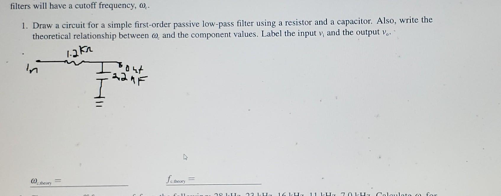 Solved filters will have a cutoff frequency, @.. 1. Draw a | Chegg.com