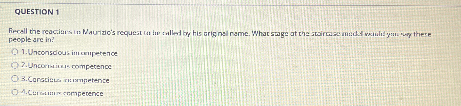 Solved QUESTION 1Recall the reactions to Maurizio's request | Chegg.com