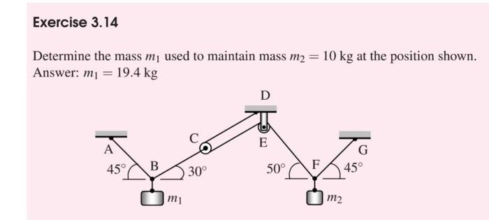 Solved Determine the mass m1 used to maintain mass m2=10 kg | Chegg.com