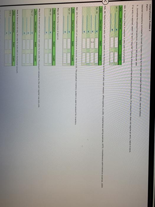 Comprehensive Problem 3 Part 1 Selected transactions | Chegg.com