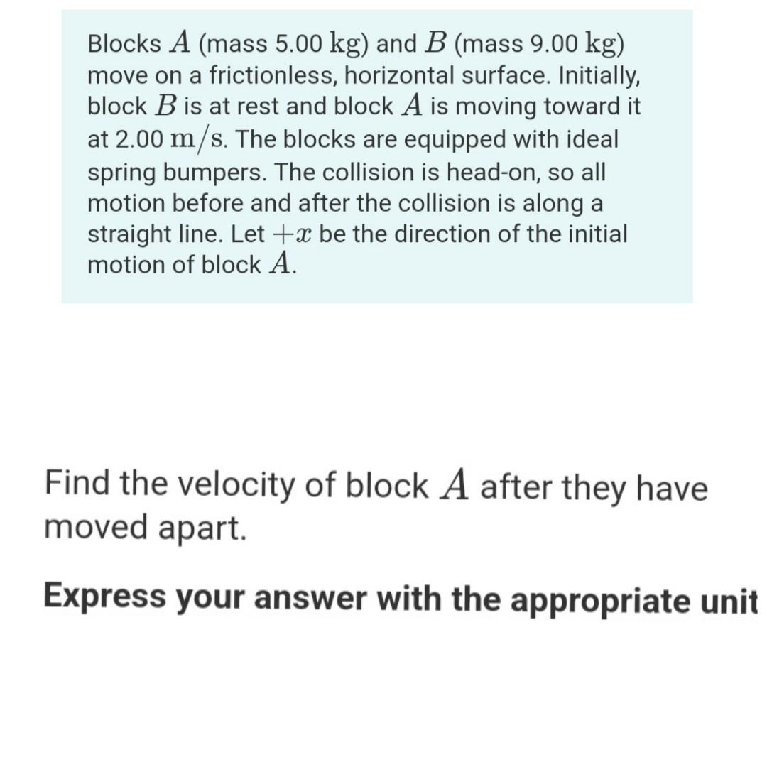 Solved Blocks A (mass 5.00kg ) ﻿and B (mass 9.00kg ) ﻿move | Chegg.com
