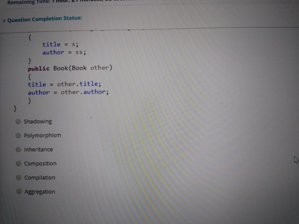 Solved * Question Completion Status: Consider the code | Chegg.com