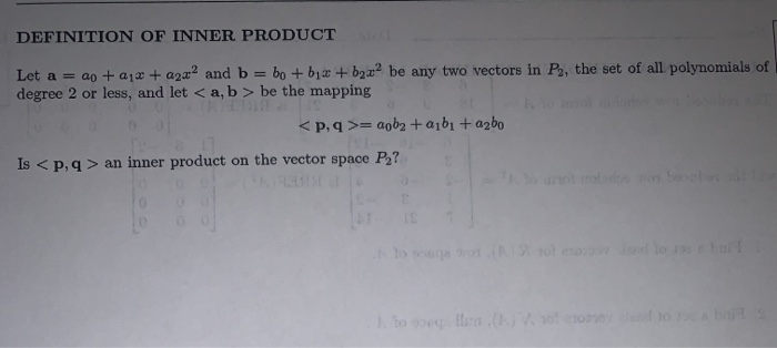 Solved DEFINITION OF INNER PRODUCT Let a = ap + ax + apa2 | Chegg.com