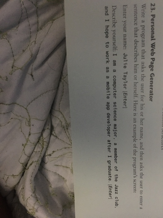 Solved 23. Personal Web Page Generator Write a program that | Chegg.com