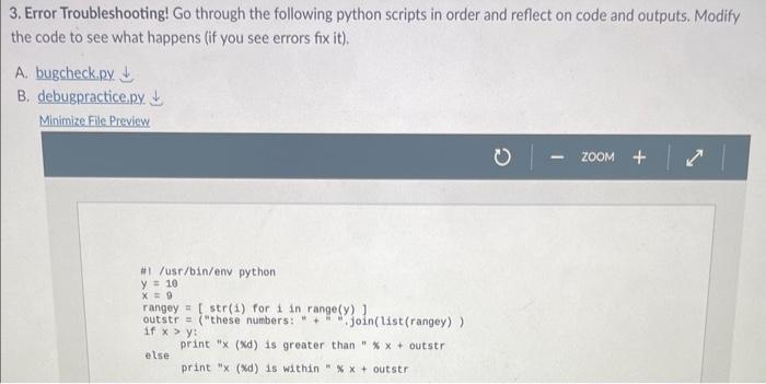 Solved 3. Error Troubleshooting! Go through the following | Chegg.com