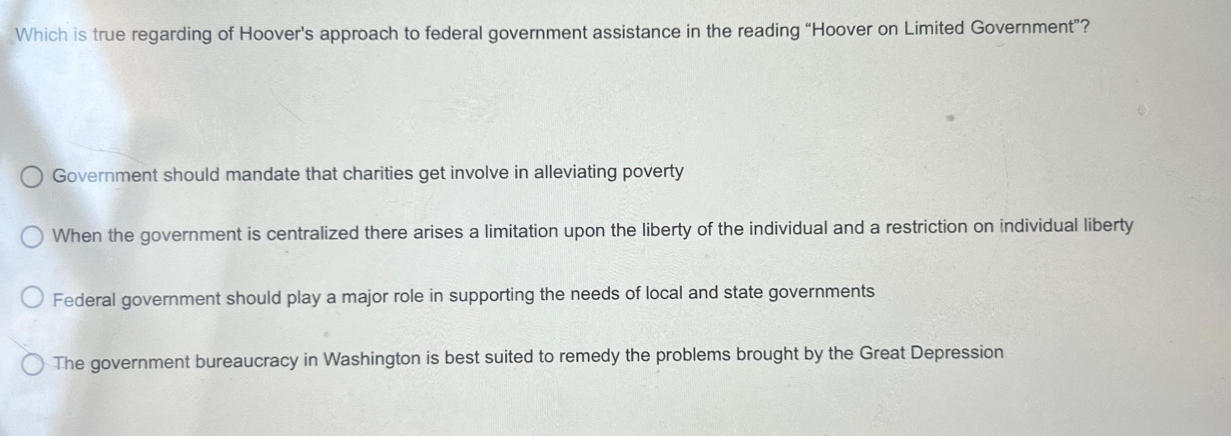 Solved Which is true regarding of Hoover's approach to | Chegg.com