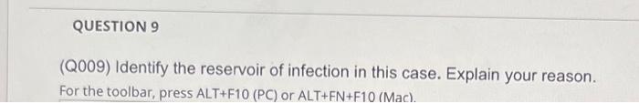 Solved (Q009) Identify the reservoir of infection in this | Chegg.com