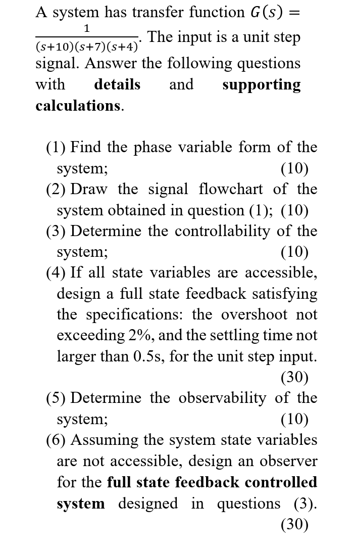 Solved A system has transfer function G(s)= | Chegg.com