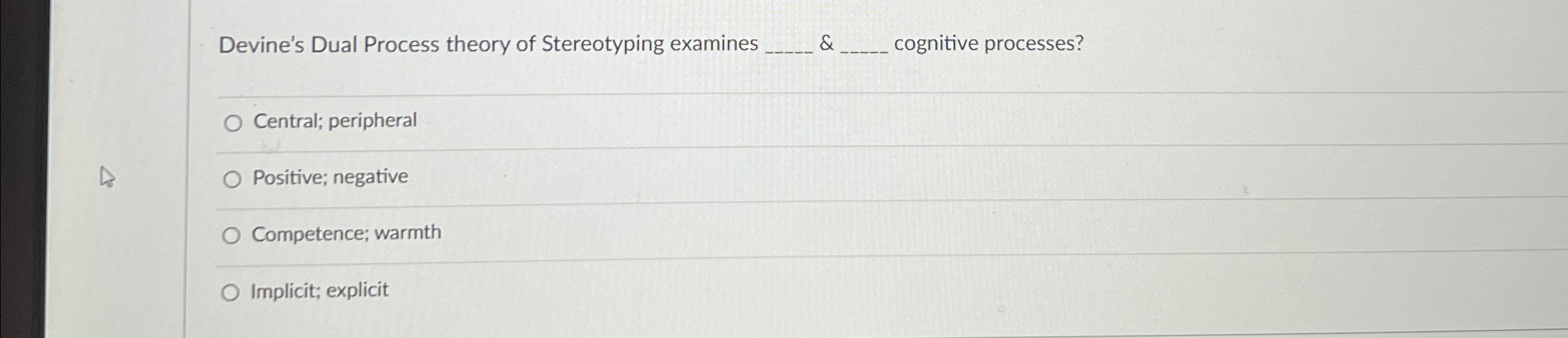 Solved Devine's Dual Process theory of Stereotyping examines | Chegg.com