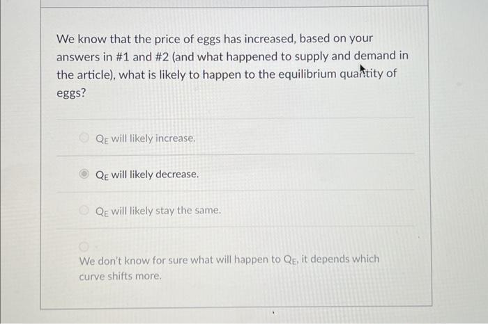 Solved If the equilibrium price of eggs is $2.57 a dozen and | Chegg.com