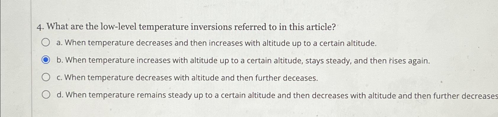 Solved What are the low-level temperature inversions | Chegg.com