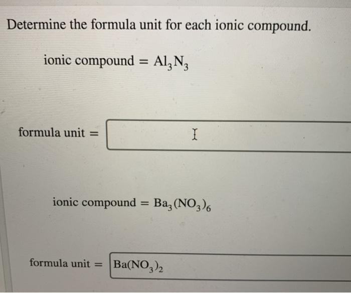Solved Determine the formula unit for each ionic compound. | Chegg.com