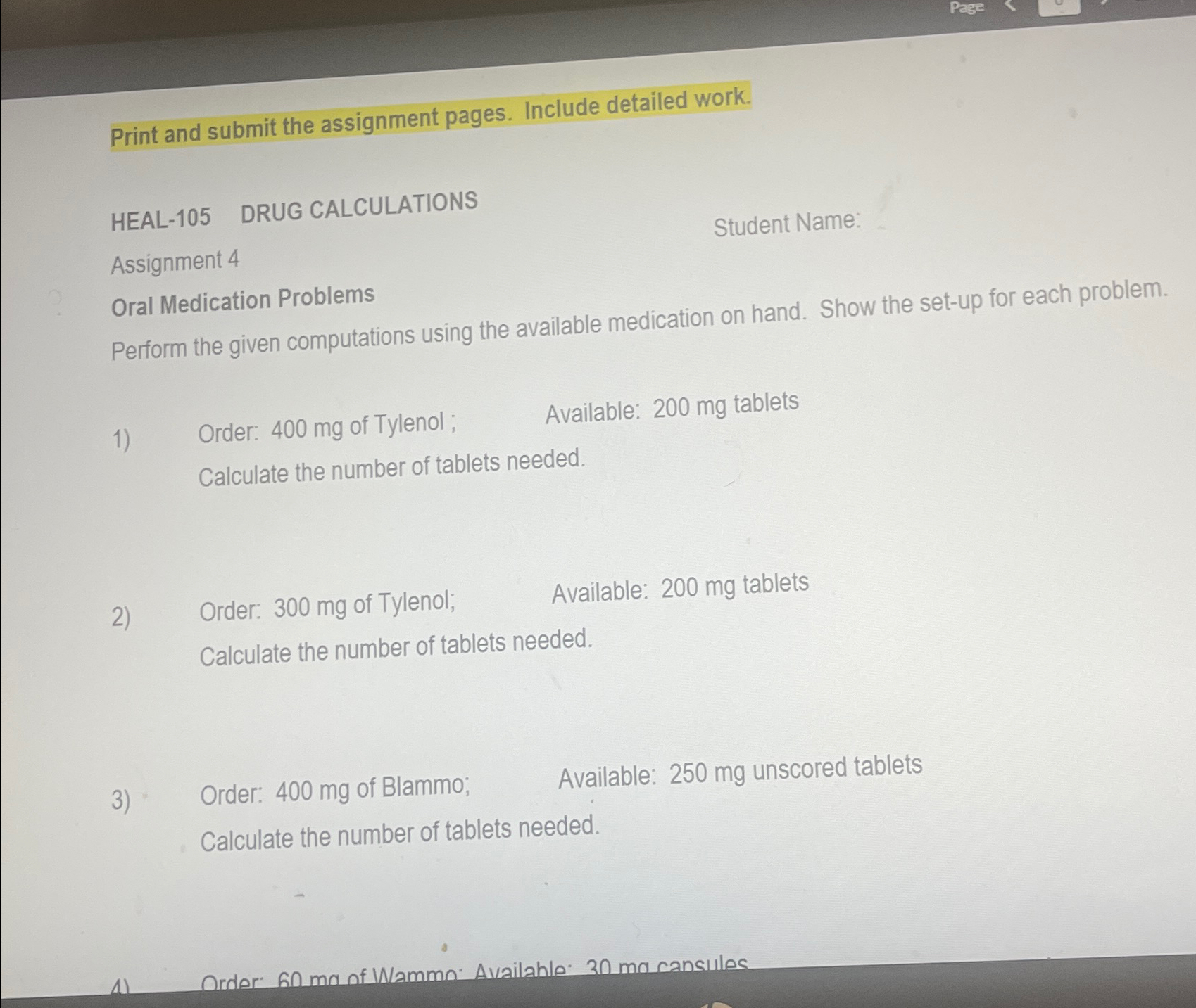Solved Print and submit the assignment pages. Include | Chegg.com