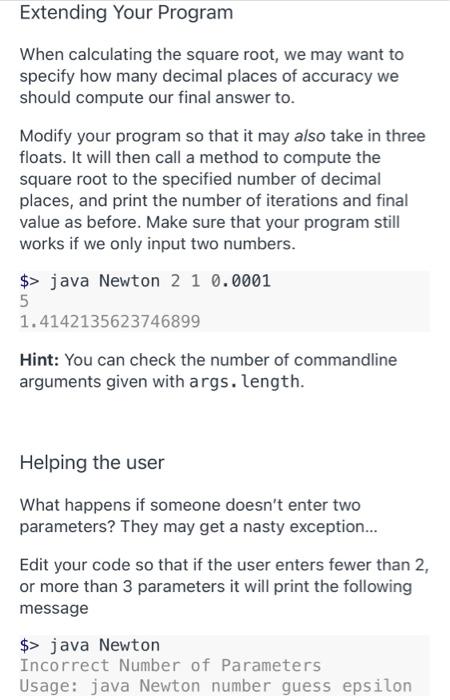 Solved // imports public class Newton { public static void | Chegg.com