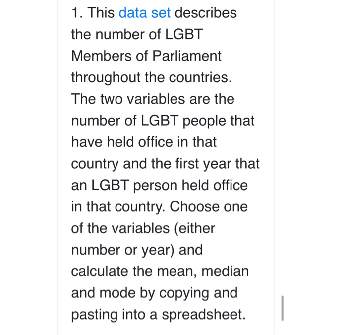 Solved 1. This data set describes the number of LGBT Members | Chegg.com