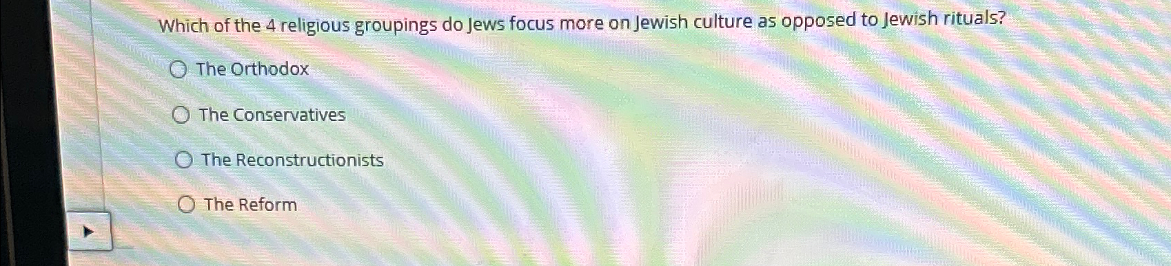 Solved Which of the 4 ﻿religious groupings do Jews focus | Chegg.com