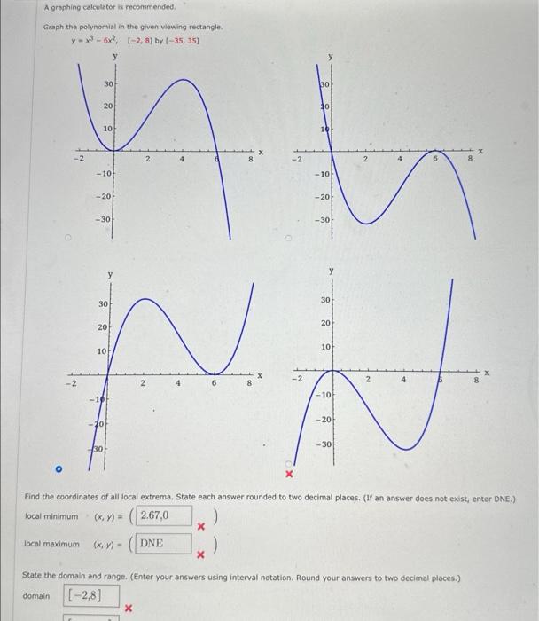 Solved A graphing celoulator is recommended. Graph the | Chegg.com