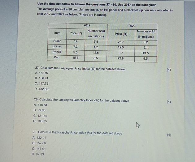 Solved Use the data set below to answer the questions 27-30. | Chegg.com