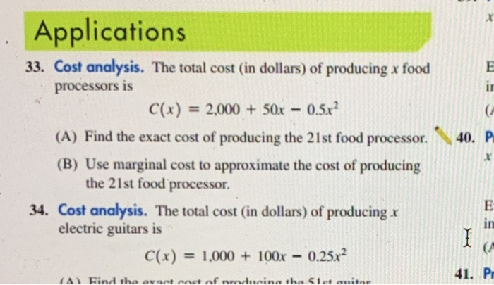 Solved Applications 33. Cost analysis. The total cost (in | Chegg.com