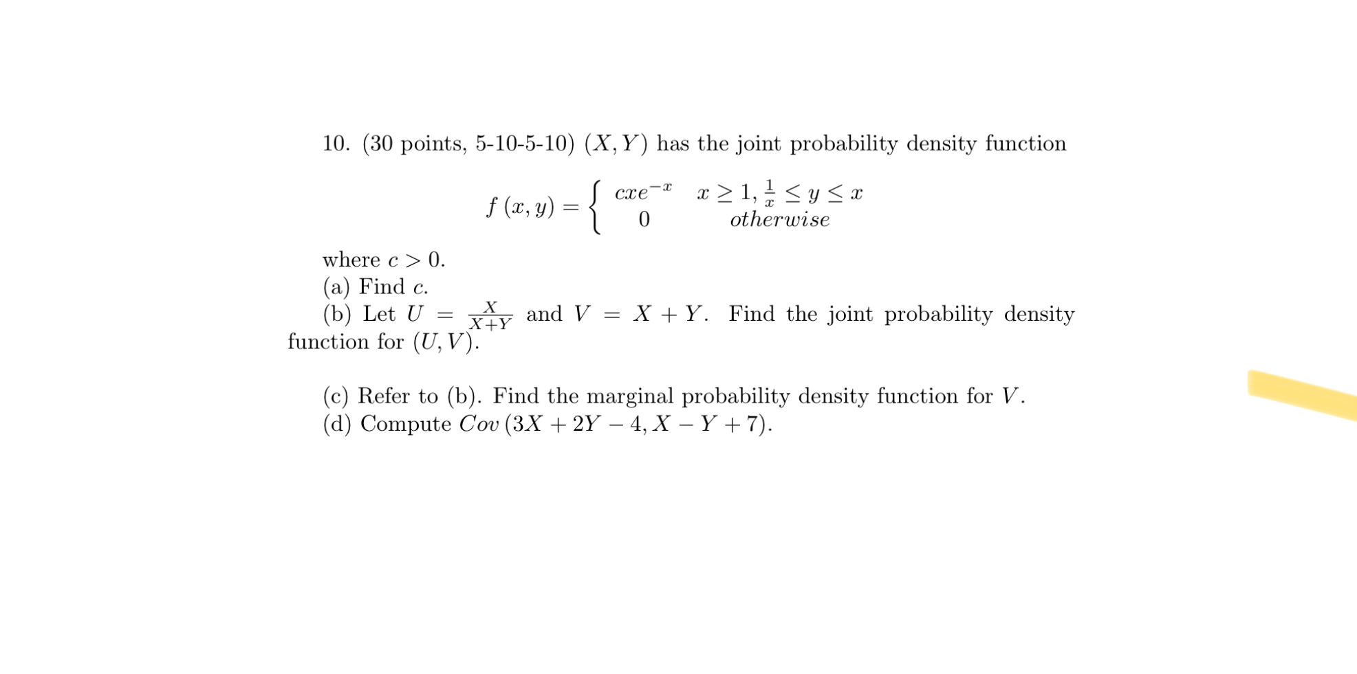 Solved (30 ﻿points, 5-10-5-10) (x,Y) ﻿has the joint | Chegg.com