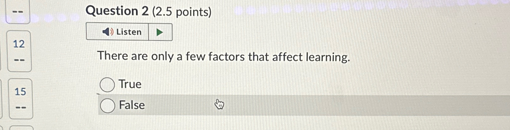 Solved Question 2 (2.5 ﻿points)12There are only a few | Chegg.com
