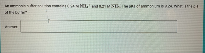 Solved An ammonia buffer solution contains 0.24 M NH4+ and | Chegg.com
