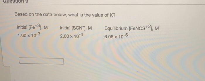 Solved testion 9 Based on the data below, what is the value | Chegg.com
