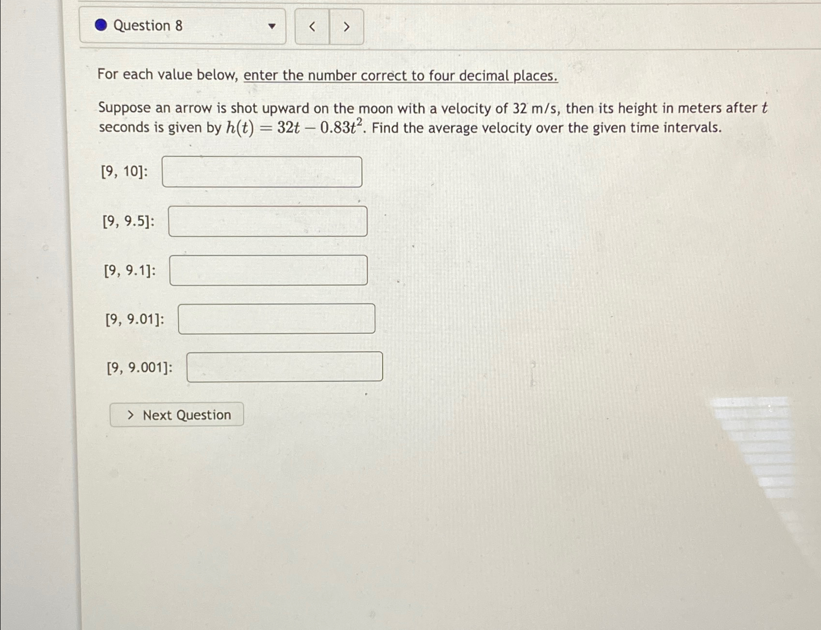 Solved Question 8For each value below, enter the number | Chegg.com