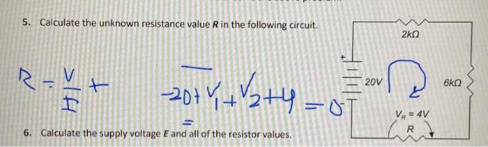 Solved 5. Calculate the unknown resistance value R in the | Chegg.com