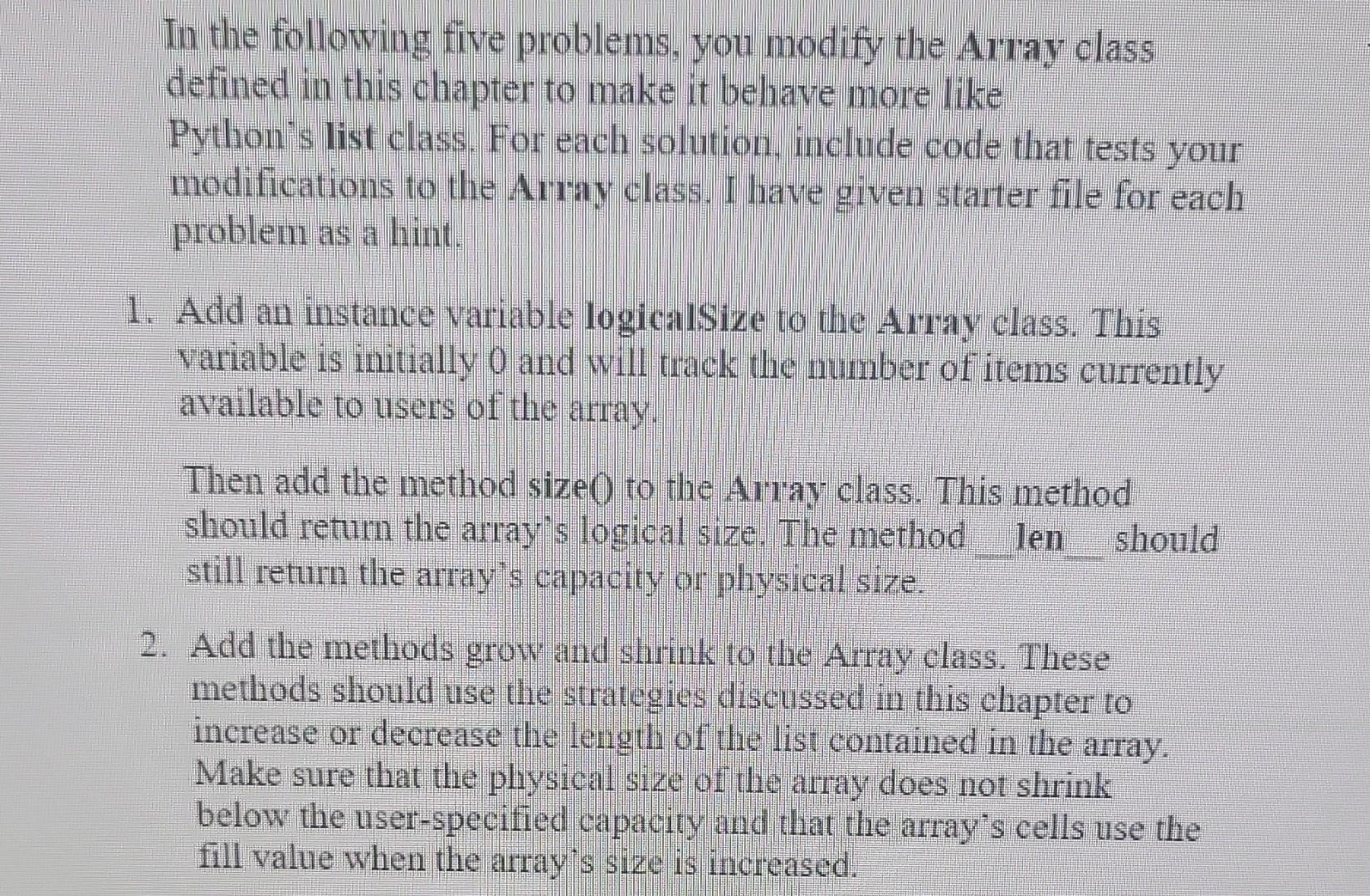 Solved In the following five problems, you modify the Arvay | Chegg.com