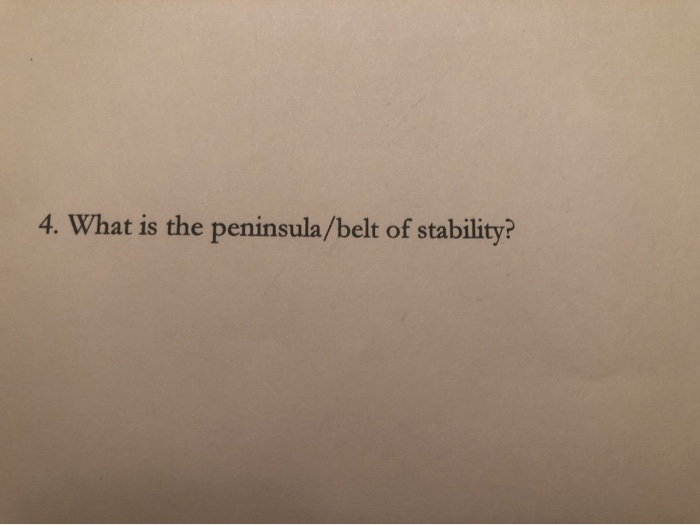 Solved 4. What is the peninsula/belt of stability? | Chegg.com