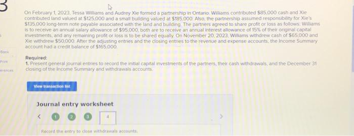 Solved On February 1, 2023, Tessa Willams and Audrey Xie | Chegg.com