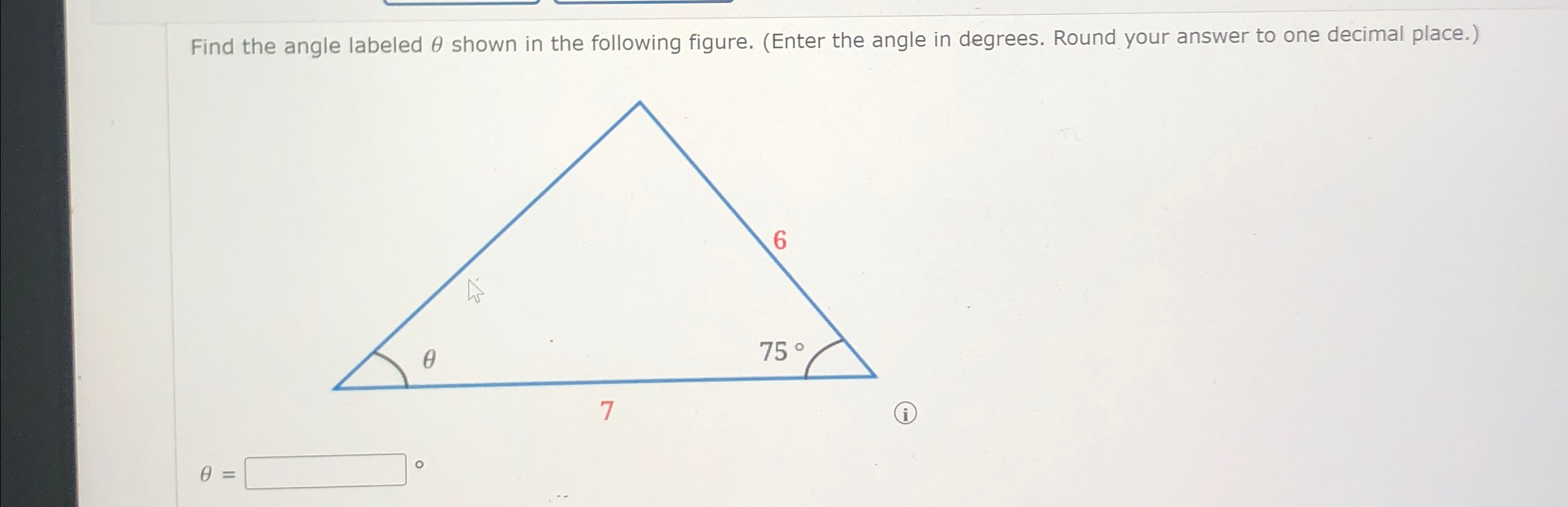 Solved Find the angle labeled θ ﻿shown in the following | Chegg.com