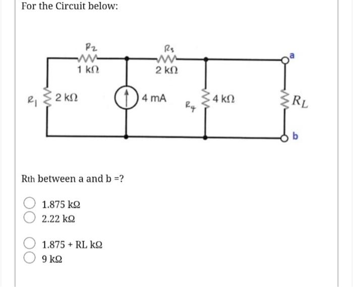 Solved For the Circuit below: Rth between a and b= ? | Chegg.com